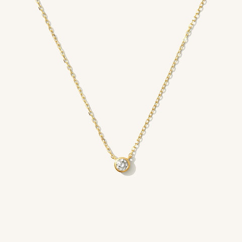 Diamond Bezel Necklace | Simple & Dainty