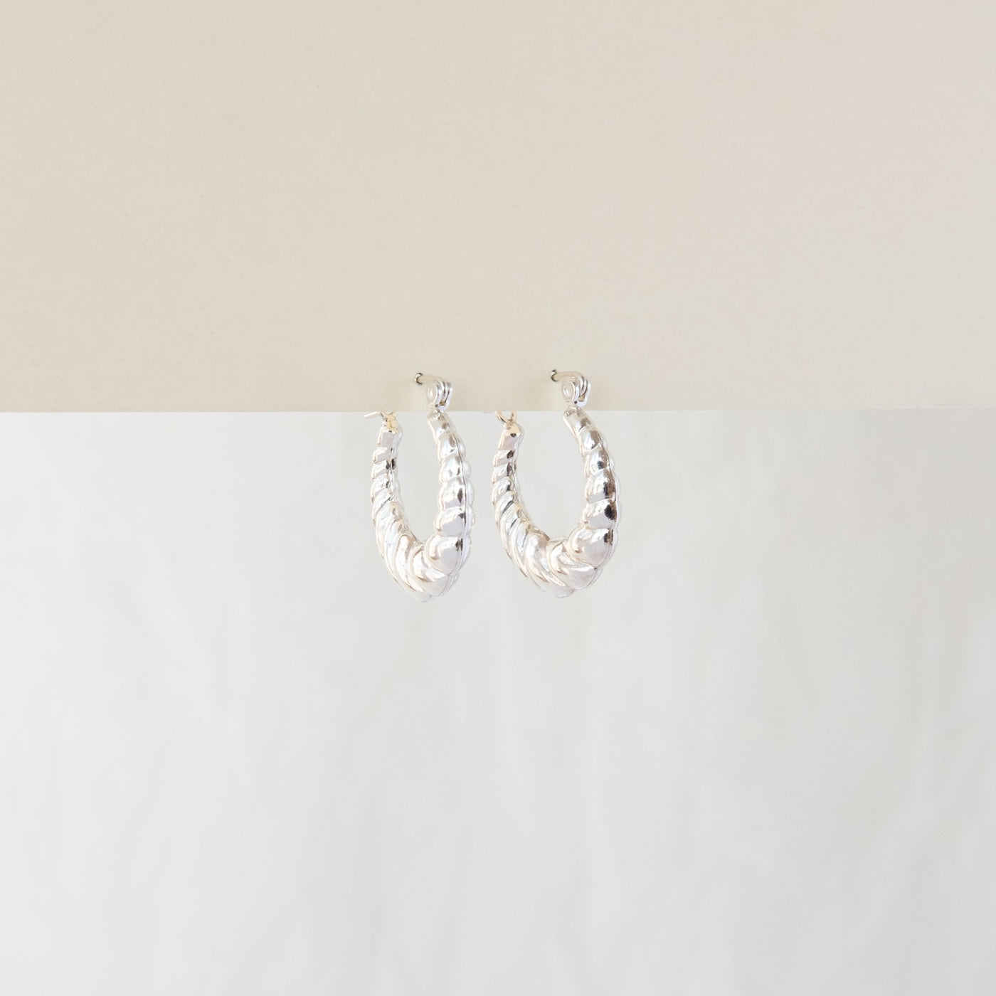Sample 128: Sterling Silver Croissant Hoop Earrings | Simple & Dainty