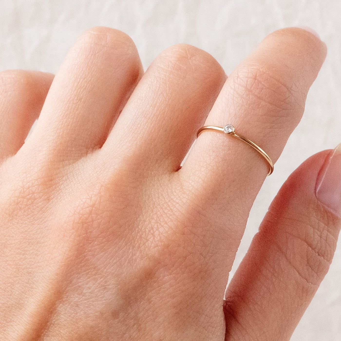 Sample 82: Gold Filled Tiny Solitaire Cubic Zirconia Ring - size 6, 7 ...