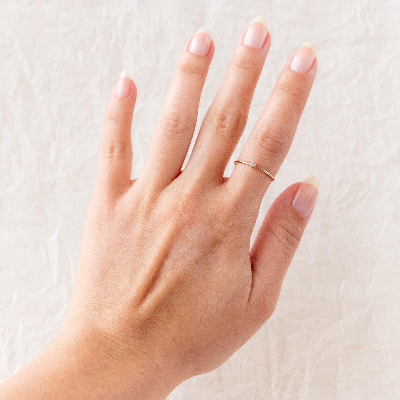 Sample 82: Gold Filled Tiny Solitaire Cubic Zirconia Ring - size 6, 7 ...