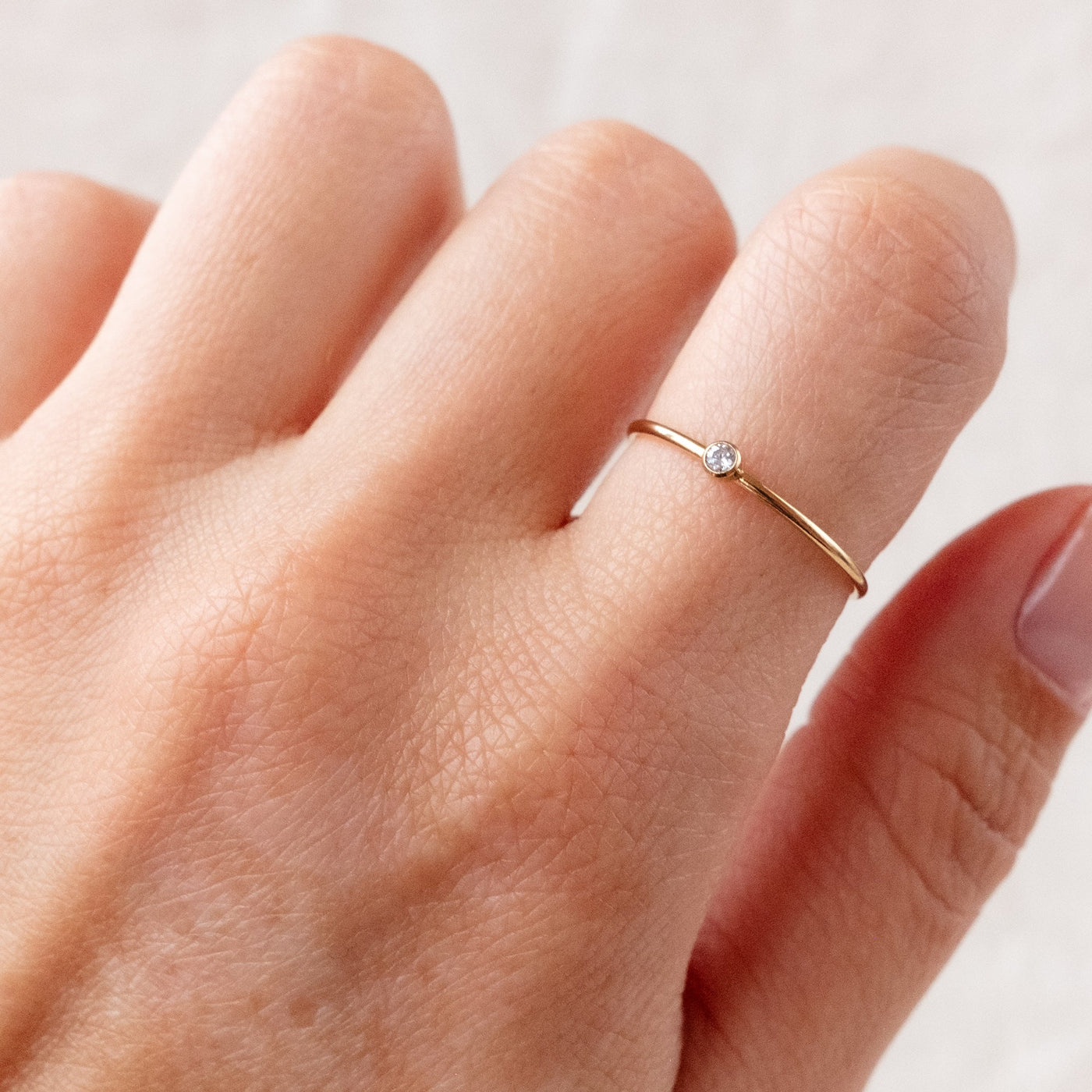 Sample 82: Gold Filled Tiny Solitaire Cubic Zirconia Ring - size 6, 7 ...