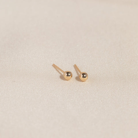 Tiny Ball Stud Earrings - 14k Solid Gold | Simple & Dainty